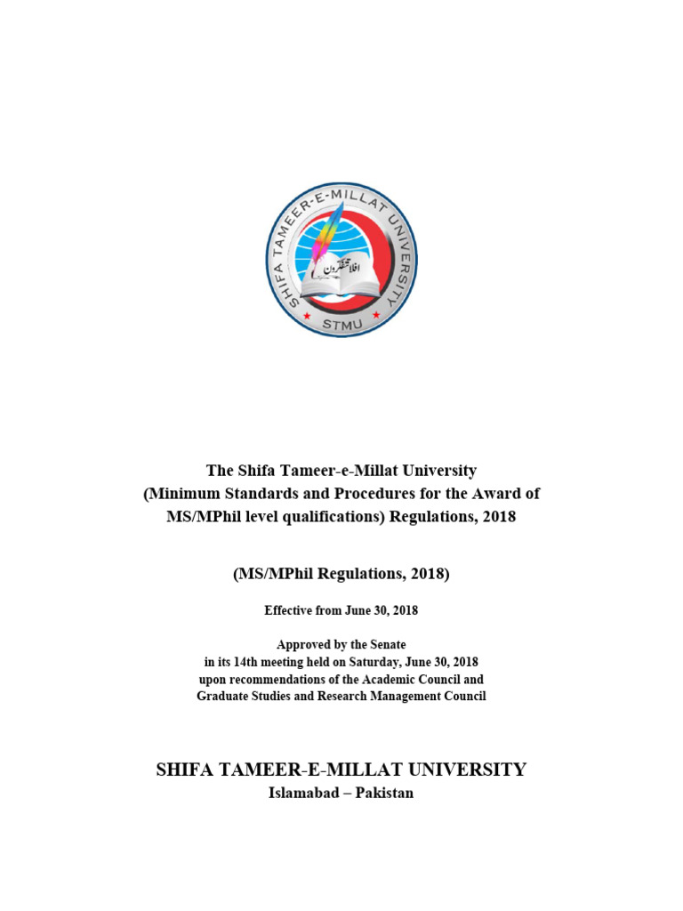 MS MPhil Regulations 2018 | PDF | University And College Admission ...