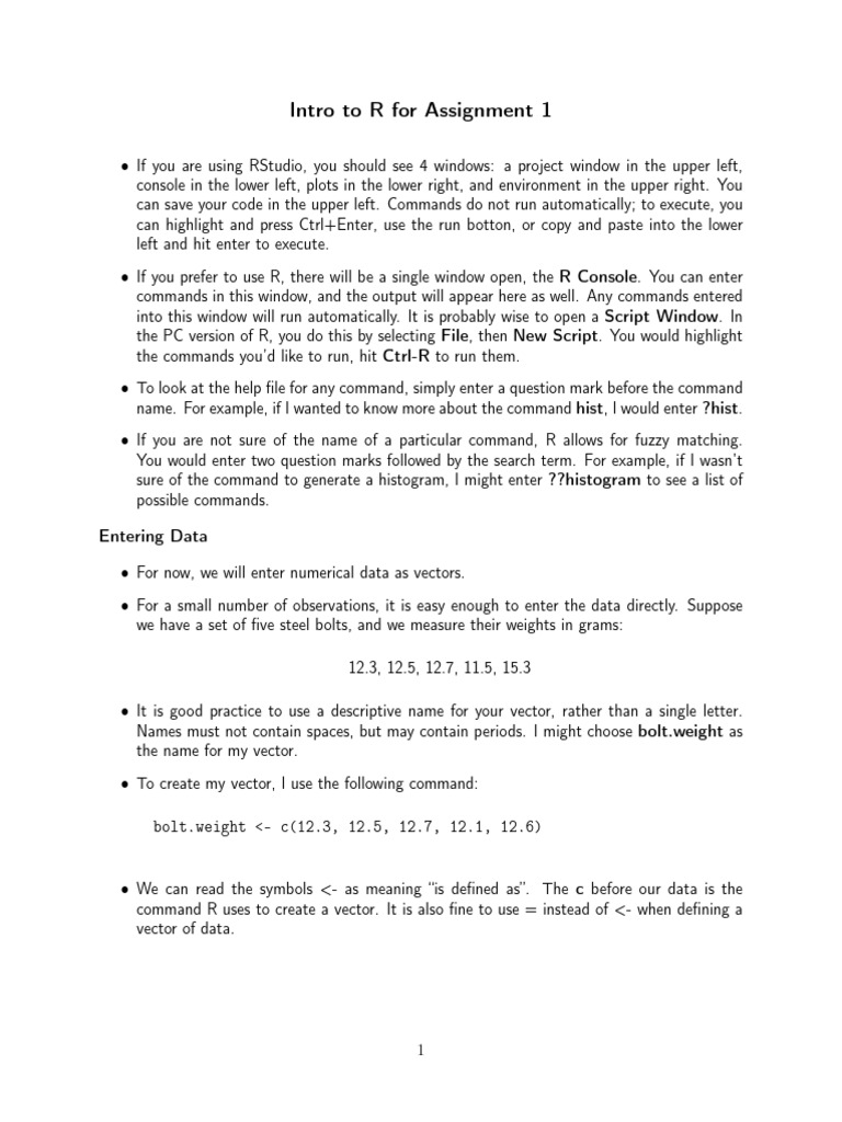 R Assignment 1 Instructions 202501 | PDF | Software | Computing