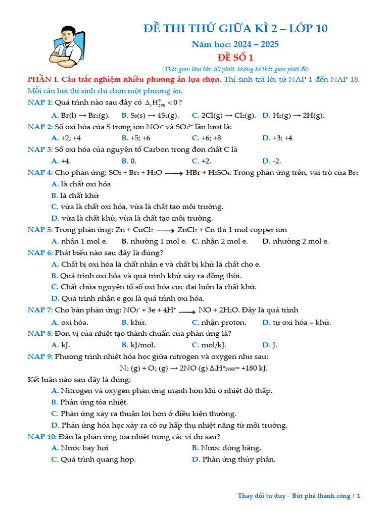 Đề thi thử GK2 - Lớp 10 - 2025 - Số 1 | PDF