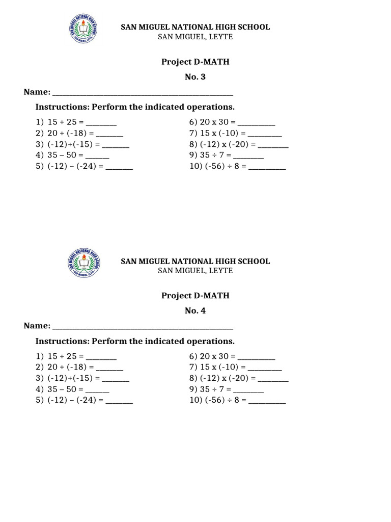 Maths Exercises for Kids | PDF