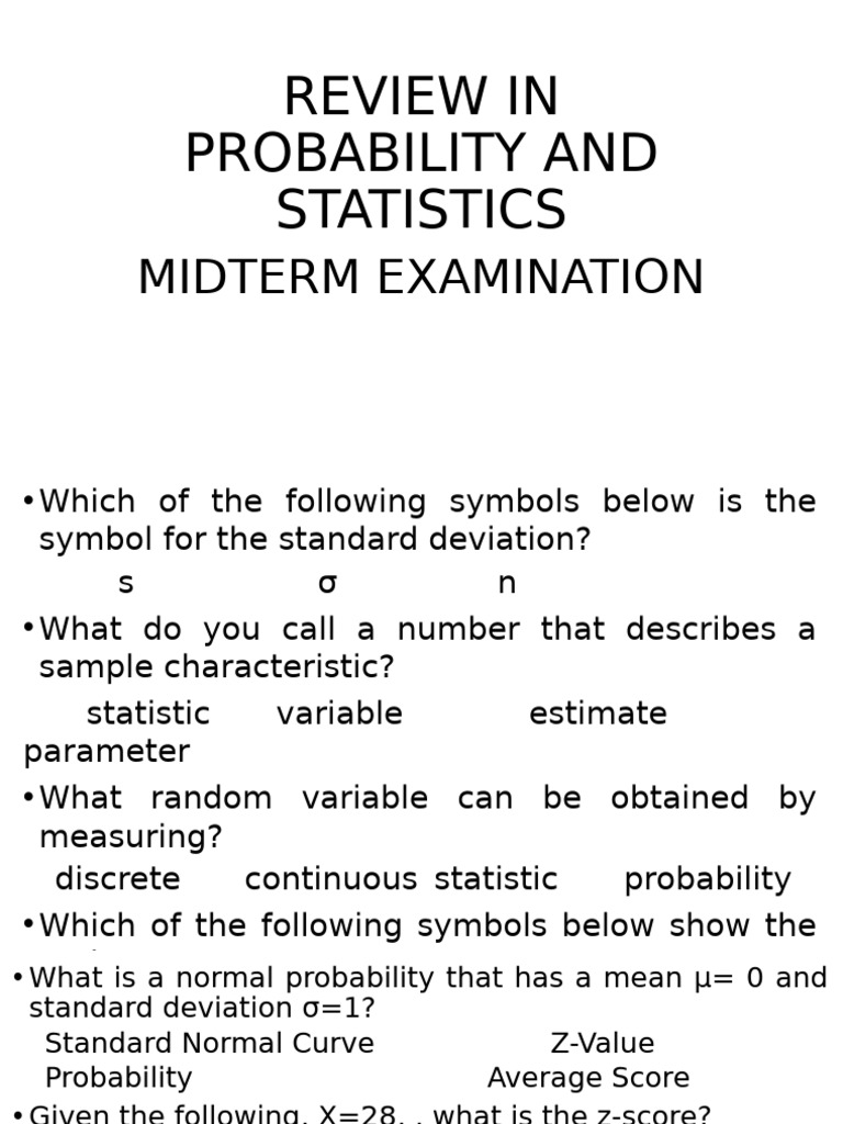 Reviewer in Probability and Statistics | PDF | Normal Distribution | Standard Score