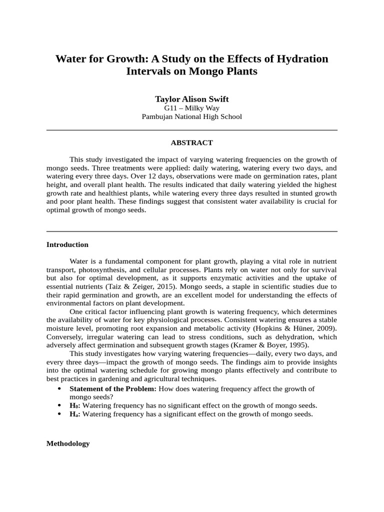 Sample Paper For Mongo Seed Growth Experiment | PDF | Germination | Seed