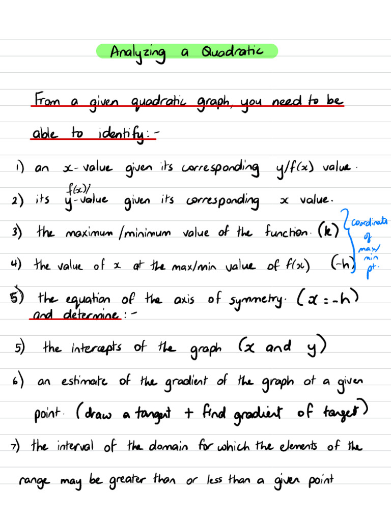 Quadratic Graphs | PDF | Tangent | Gradient