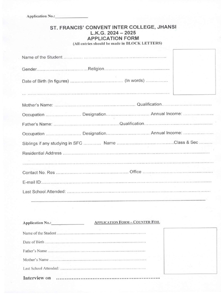 Application Form LKG | PDF