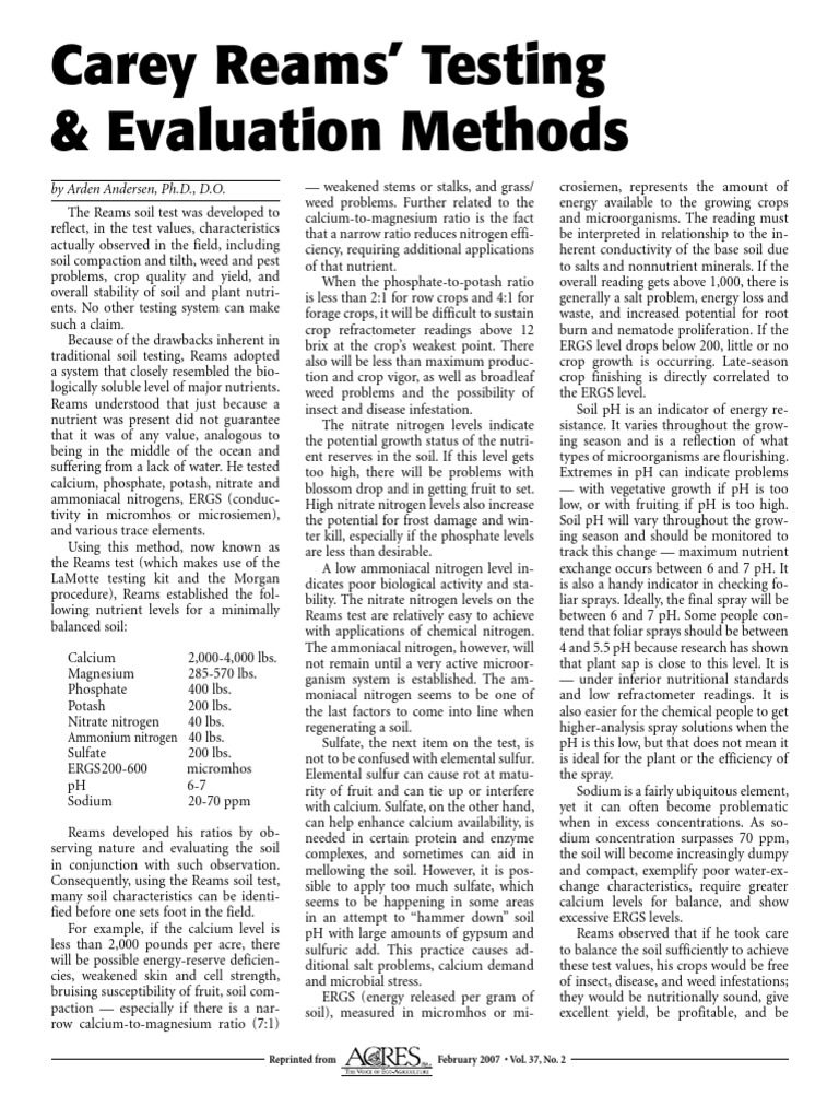 Feb07 ReamsTesting Andersen | PDF | Soil | Fertilizer