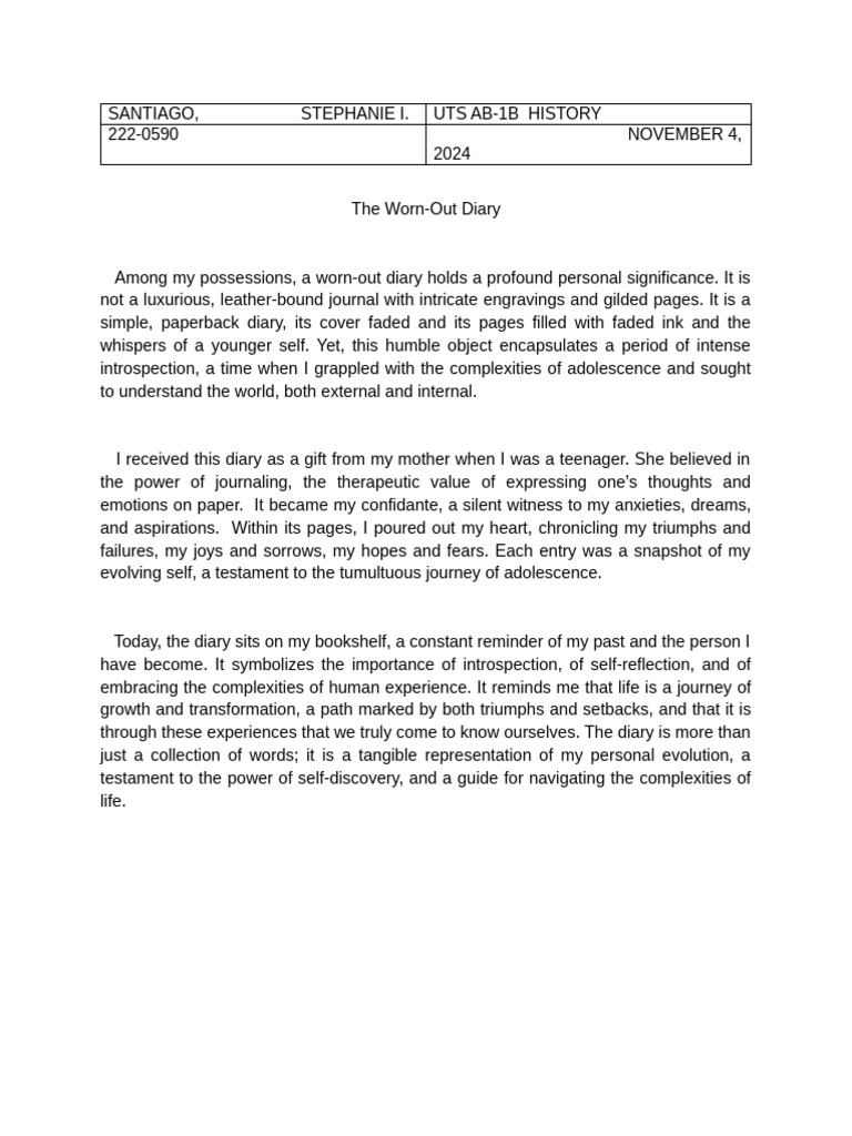 My Most Treasured Material Possession | PDF