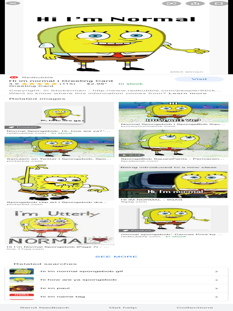 Hi Im Normal Spongebob - Google Search | PDF