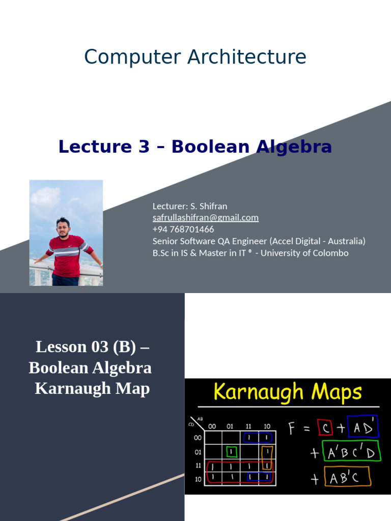 Computer Architecture: Lecture 3 - Boolean Algebra | PDF | Boolean ...