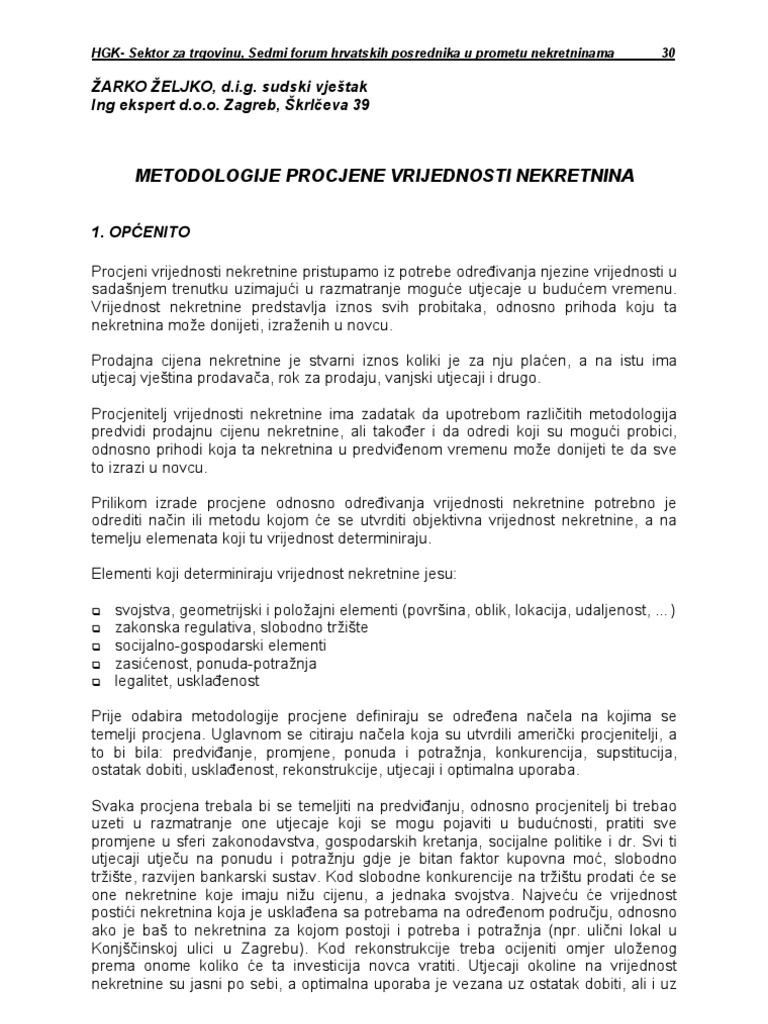 Metodologije Procjene Vrijednosti Nekretnina | PDF