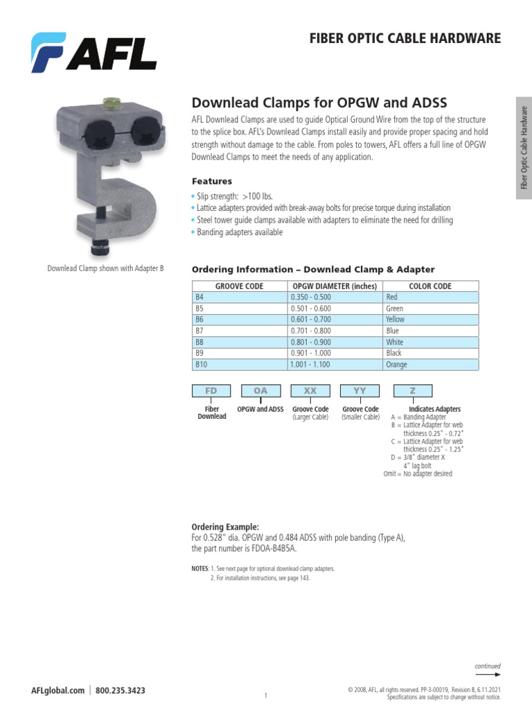 Downlead Clamps For OPGW and ADSS | PDF | Electrical Components ...