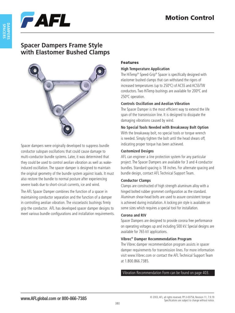 Vibrec 500 Spacer Dampers Overview | PDF | Electricity | Mechanical ...
