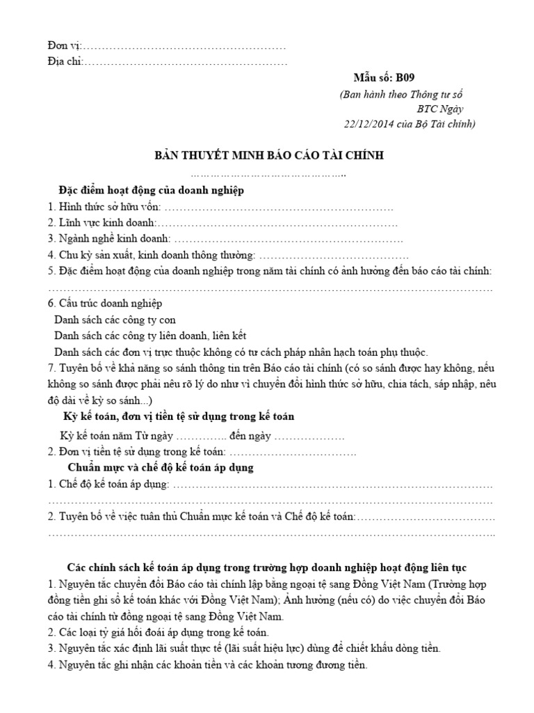 16. Bảng thuyết minh BCTC đã chuyển4 đổi | PDF