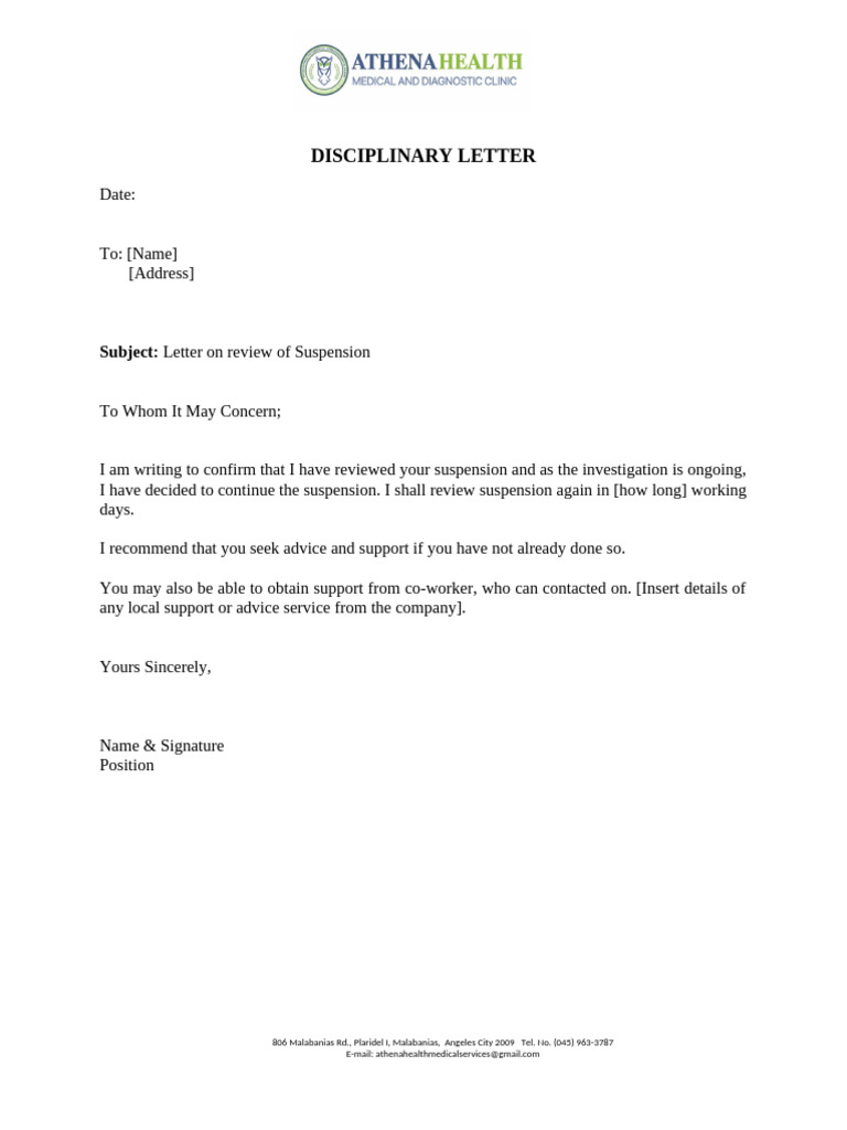 Disciplinary Letter | PDF
