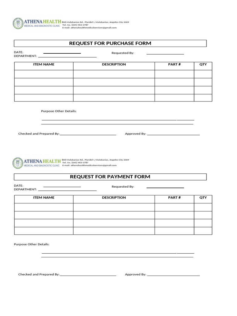 Request For Purchase Payment Form | PDF