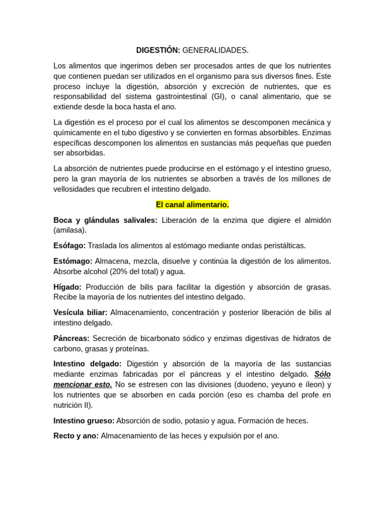 Proceso de Digestión y Absorción Nutrientes | PDF