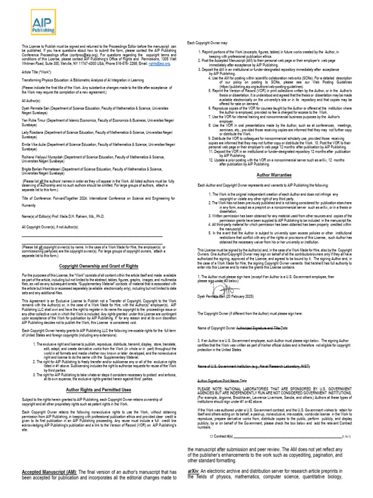 AIP Conference Proceedings License Agreement | PDF | Copyright