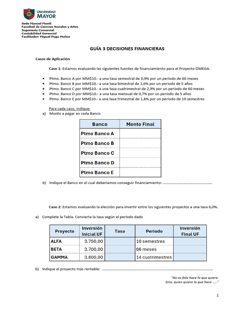 15 GUIA #3, Decisiones Financieras | PDF