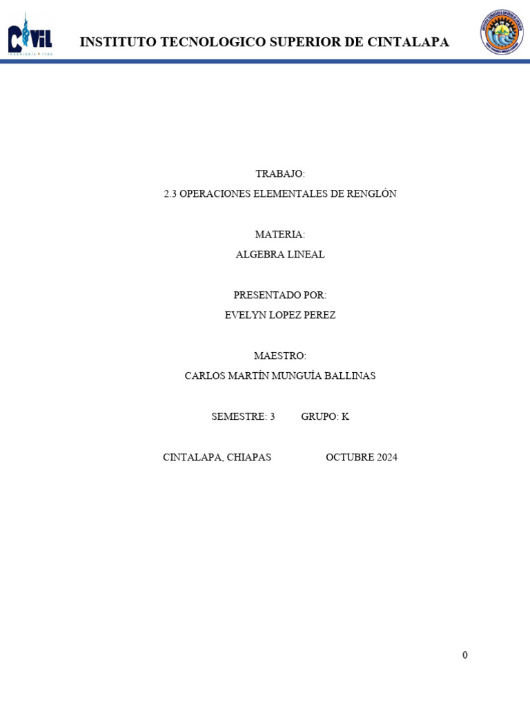 Operaciones Elementales de Renglón | PDF