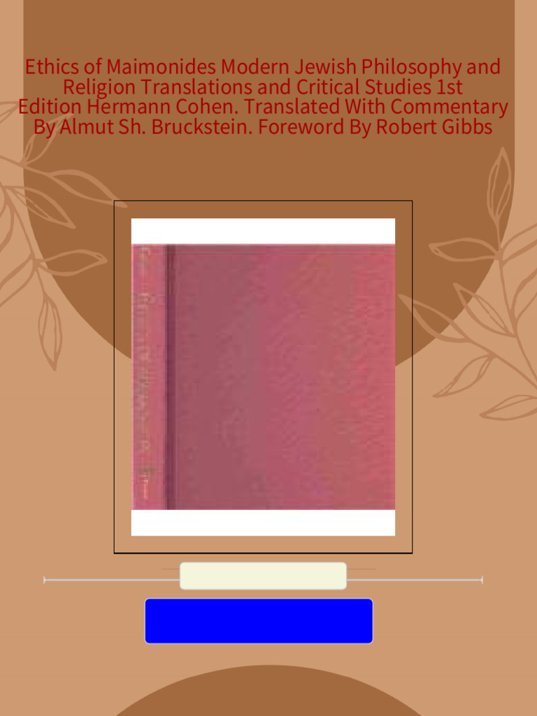 [FREE PDF sample] Ethics of Maimonides Modern Jewish Philosophy and ...