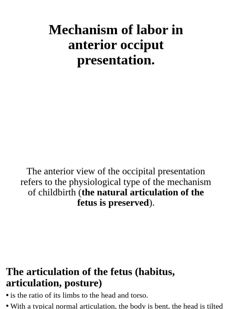 Mechanism of Labor: Occiput Presentation | PDF | Pelvis ...