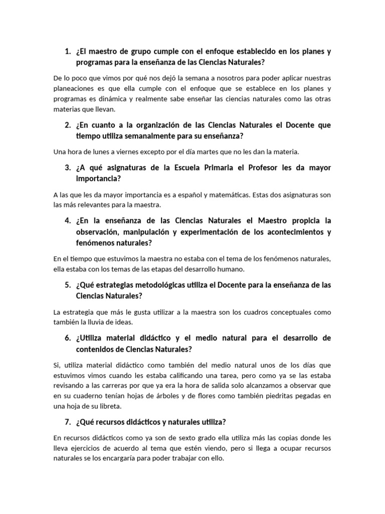 Guia de Observacion de Ciencias Naturales | PDF | Enseñando | Maestros