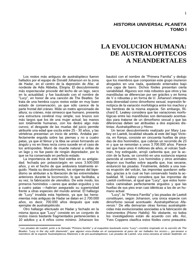 Evolucion | PDF | Homo | Lucy (Australopithecus)