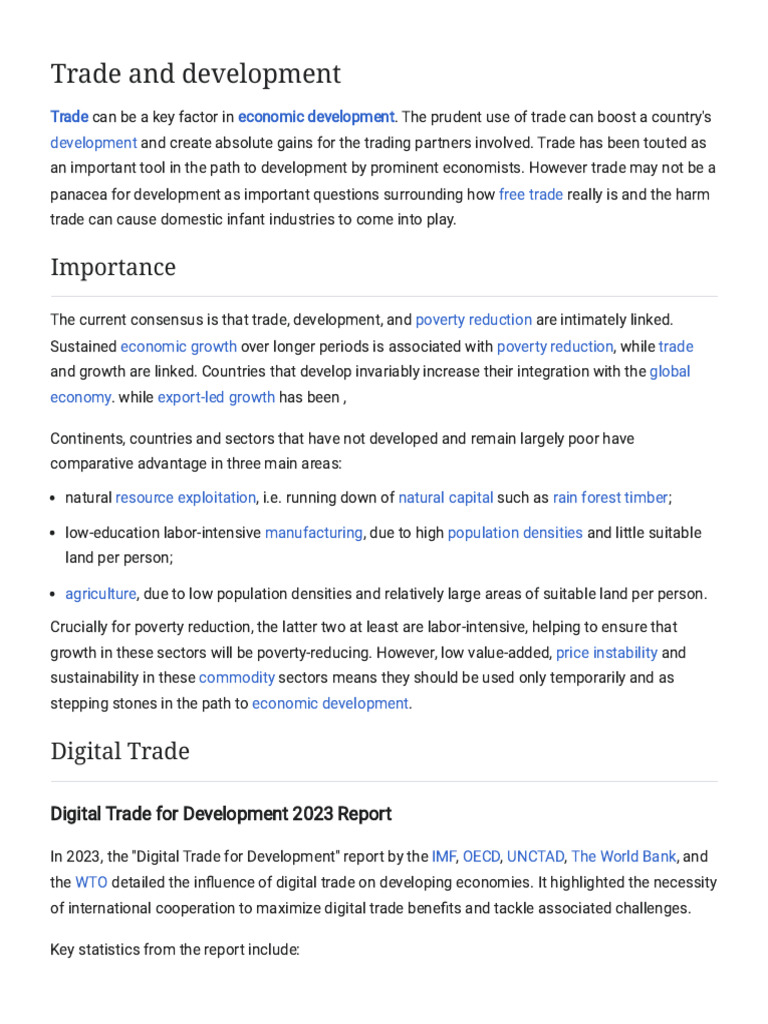 Trade's Role in Economic Development | PDF | World Economy | Economies