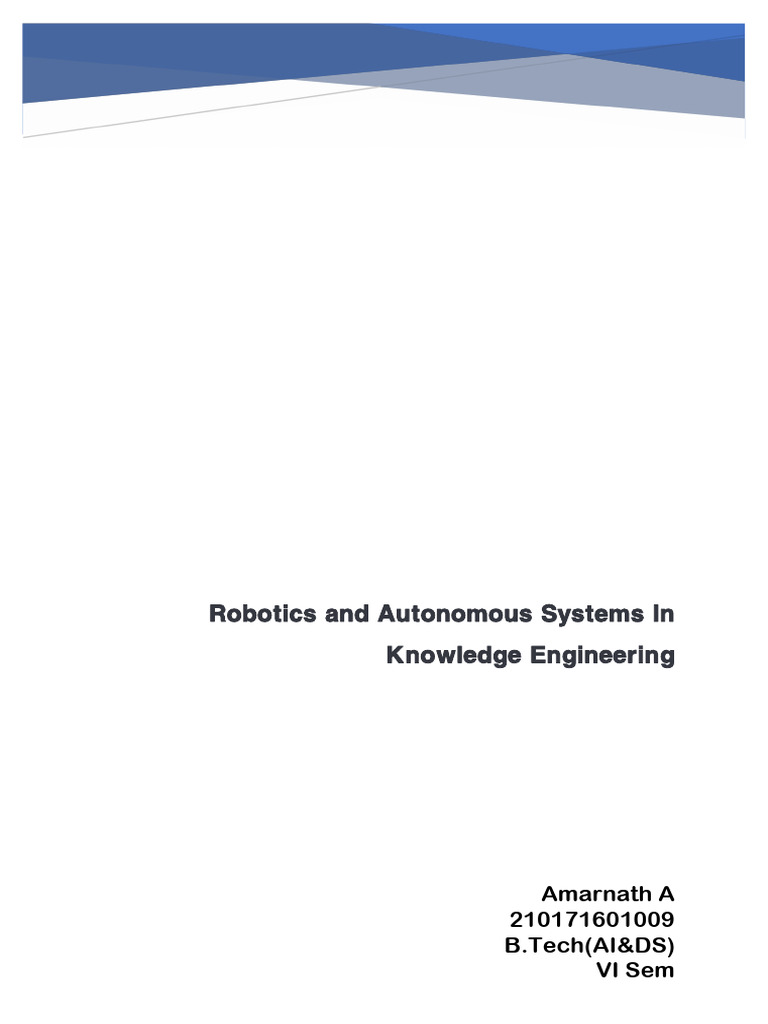 Robotics and Autonomous Systems | PDF | Artificial Intelligence | Intelligence (AI) & Semantics