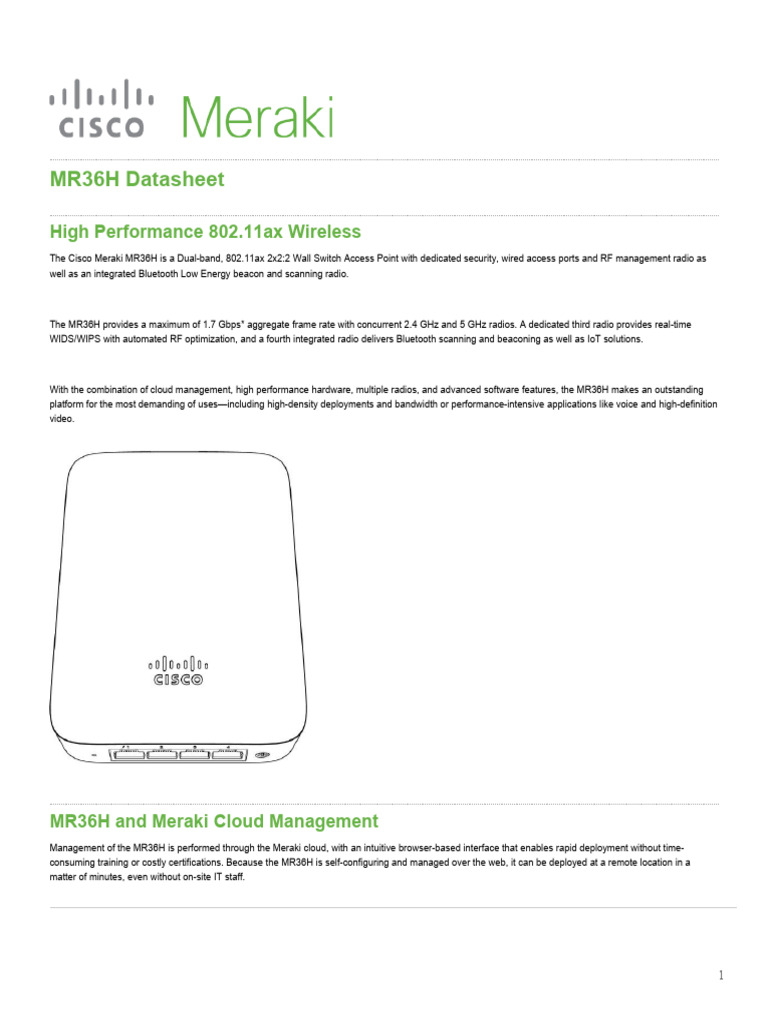 Meraki mr36h Datasheet English | PDF | Ieee 802.11 | Mimo