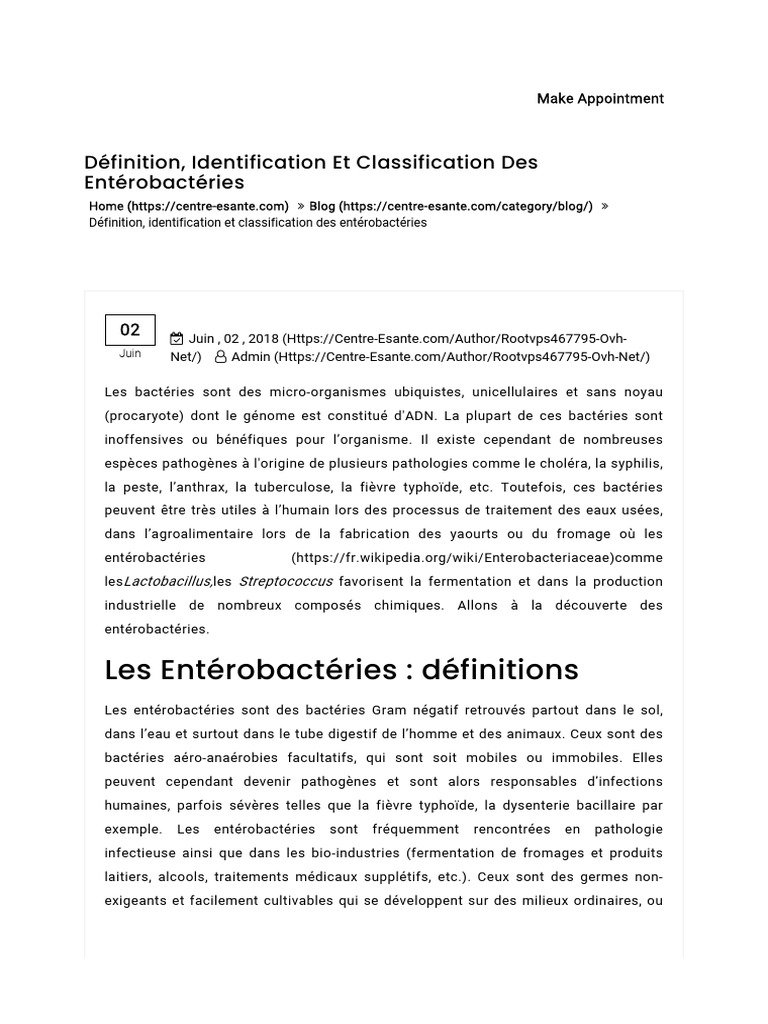 Définition Identification Et Classification Des Entérobactérie | PDF ...