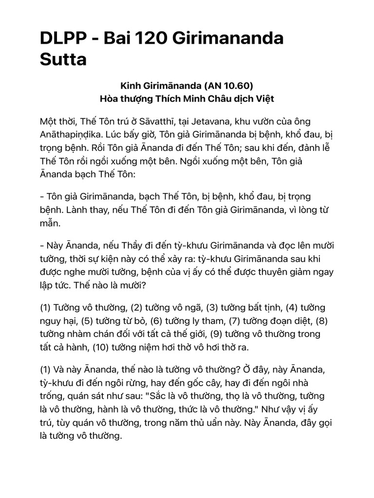 DLPP - Bai 120 Girimananda Sutta | PDF