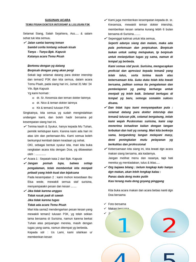 MC Acara Temu Pisah Dokter & P3K | PDF