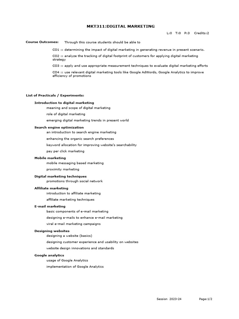 FRM Course Syllabus IPDownload | PDF | Digital Marketing | Analytics
