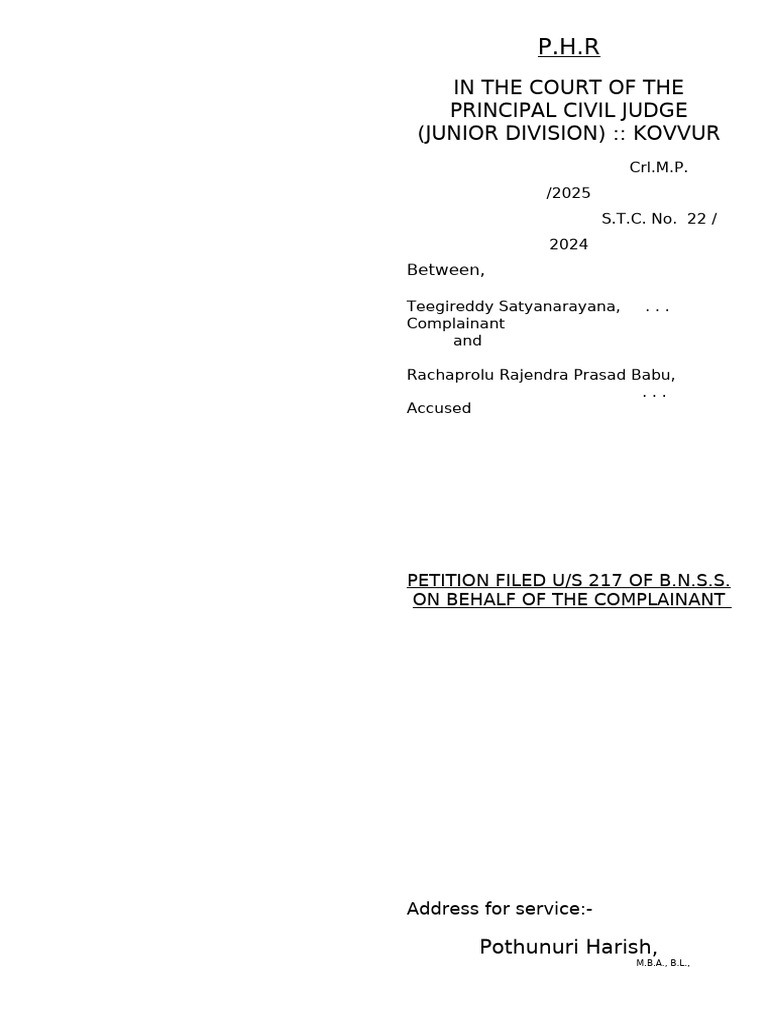 Absent Petition STC 22 - 24 Daket A4 New BNSS Complainant | PDF