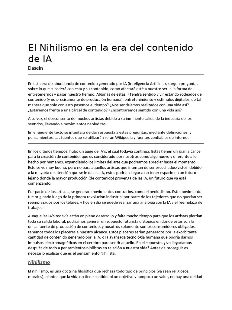 El Nihilismo en La Era Del Contenido de IA 2 1499 W | PDF | Verdad ...