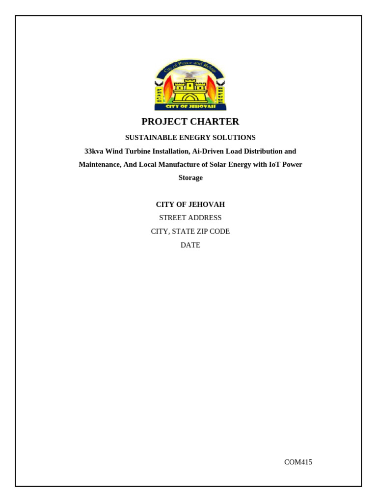 COM415 Systems Project Management PROJECT CHARTER | PDF | Wind Power ...