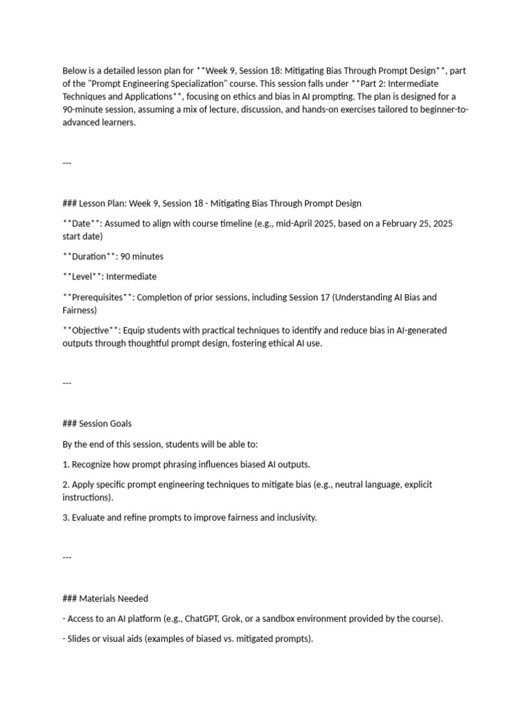 Week 9 Session 2 Lesson Plan | PDF | Artificial Intelligence ...