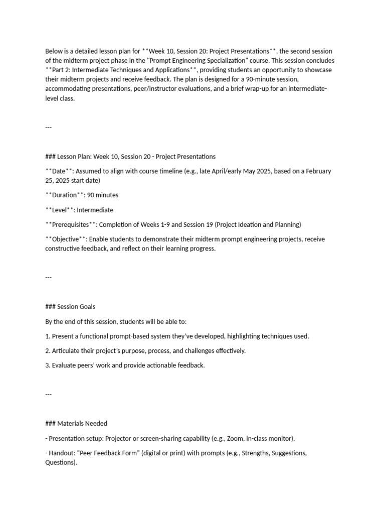 Week 10 Session 2 Lesson Plan | PDF | Lesson Plan | Behavior Modification