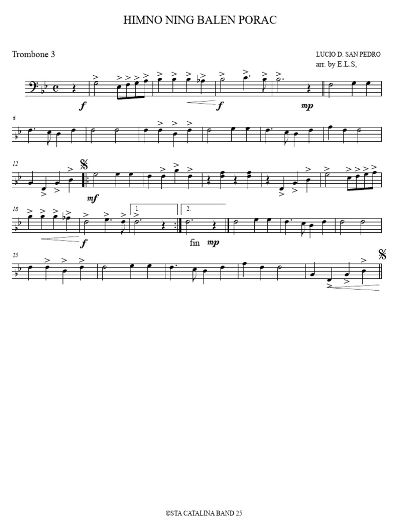 Himno Ning Porac - Trombone 3 | PDF