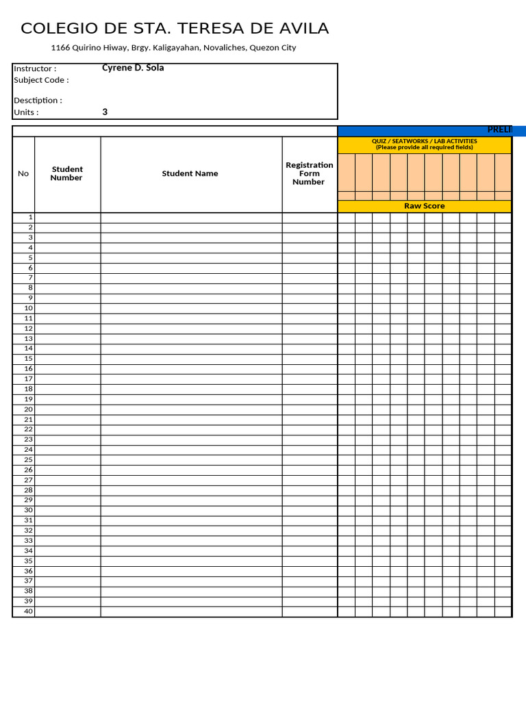 Student Assessment Record Template | PDF