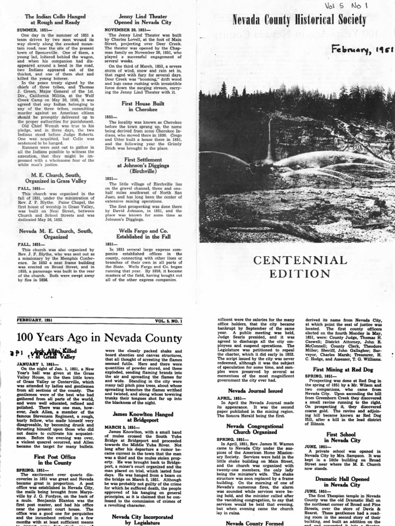 100 Years Ago in Nevada County 1951 | PDF | Indigenous Peoples Of North ...