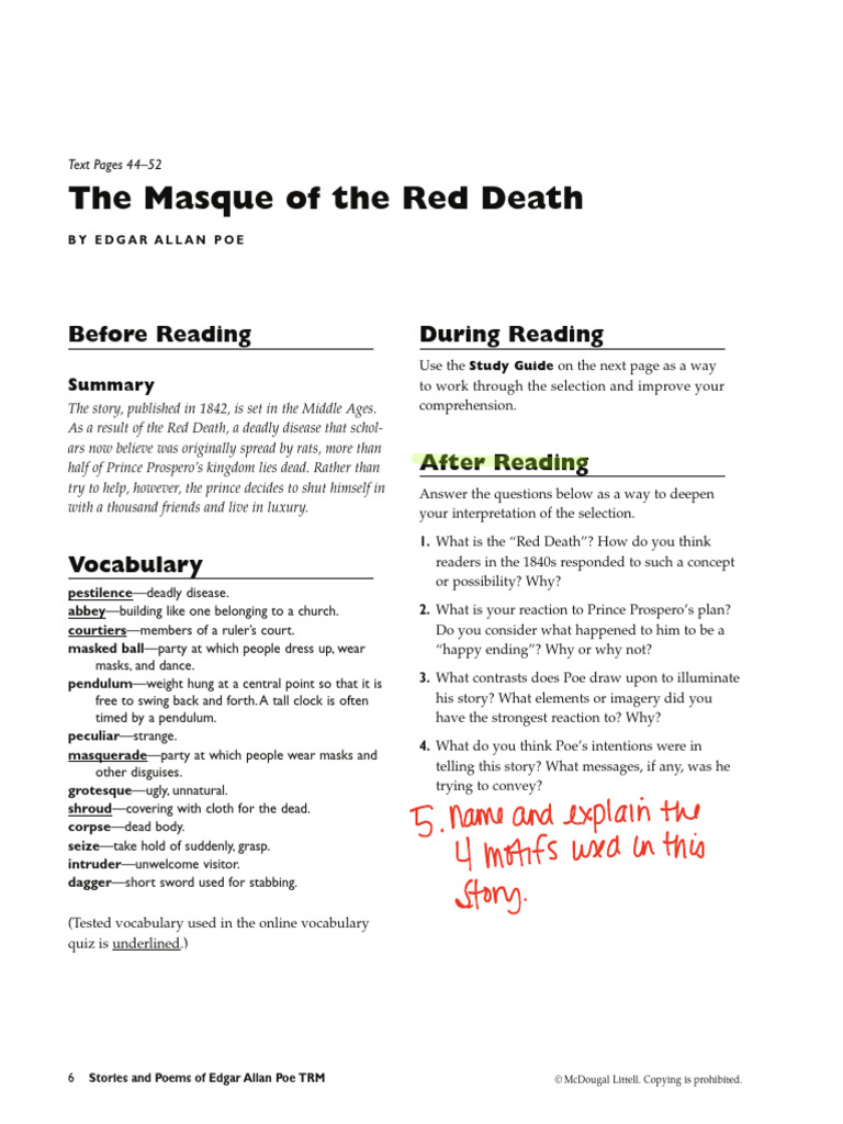 Student Guide: Poe's Masque | PDF