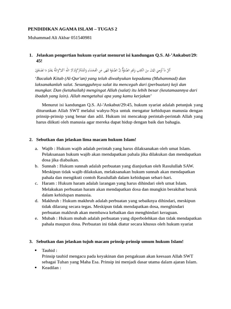 Tugas 2 - Pendidikan Agama Islam - Muhammad Ali Akbar | PDF