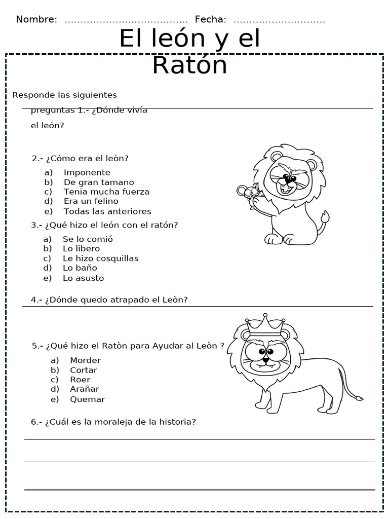 Primaria Fichas Leon y Raton | PDF