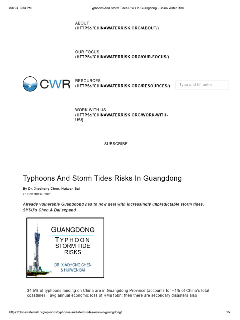 1-Typhoons and Storm Tides Risks in Guangdong - China Water Risk | PDF ...