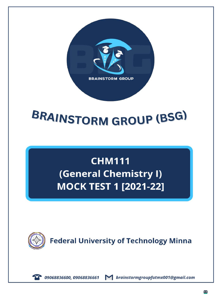 BSG CHM101 TEST (2021-22) | PDF
