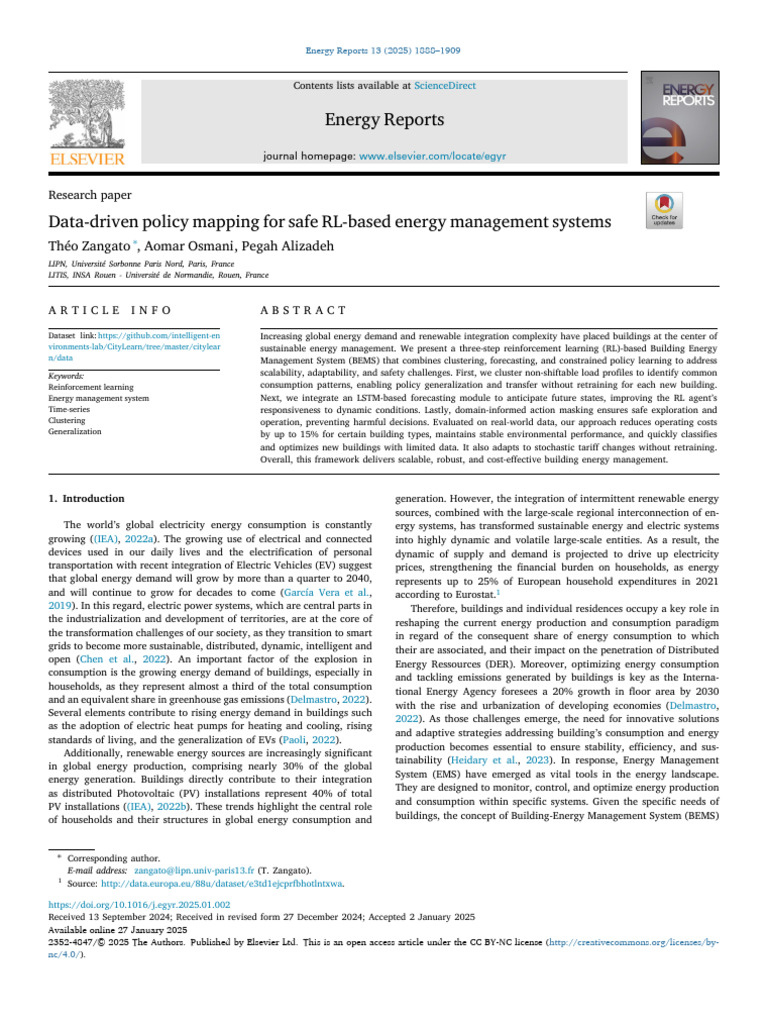 Data-driven policy mapping for safe RL-based energy management systems ...