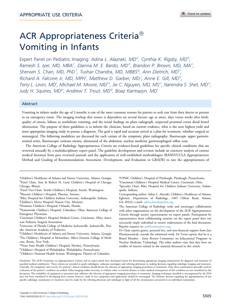 Vomiting in Infants: Imaging Guidelines | PDF | Medical Imaging | Radiology