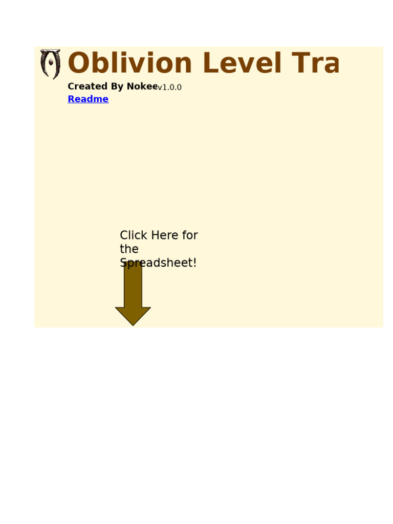 Oblivion Level Tracking Spreadsheet | PDF