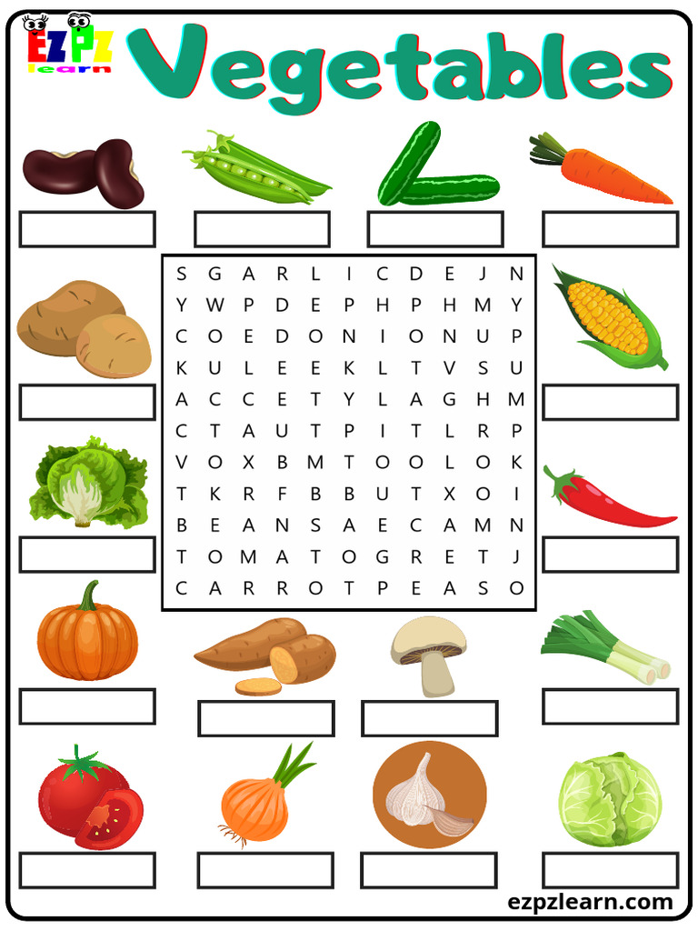 Vegetables Word Search Write The Words | PDF